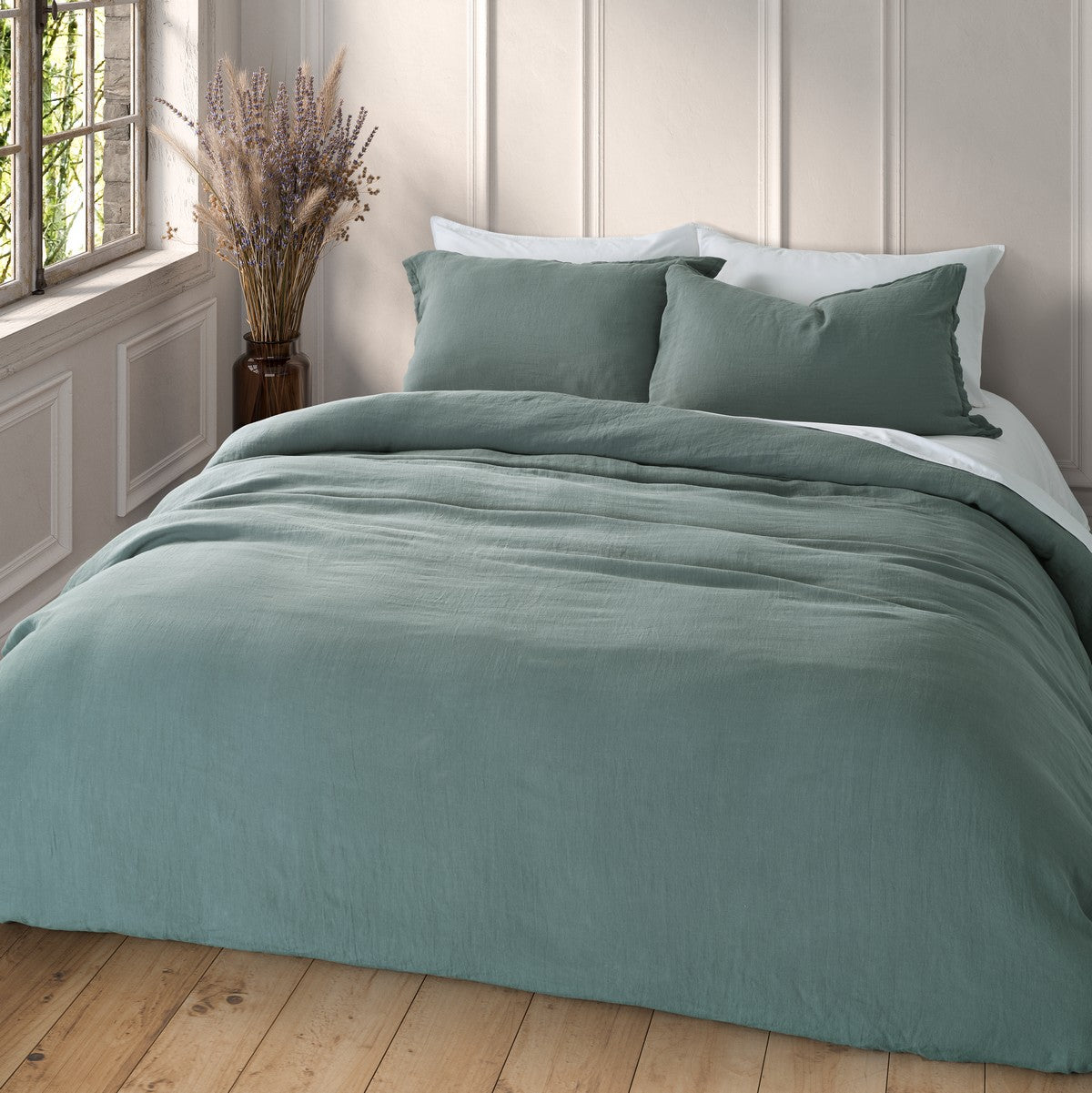 Lin blue steel linen duvet cover