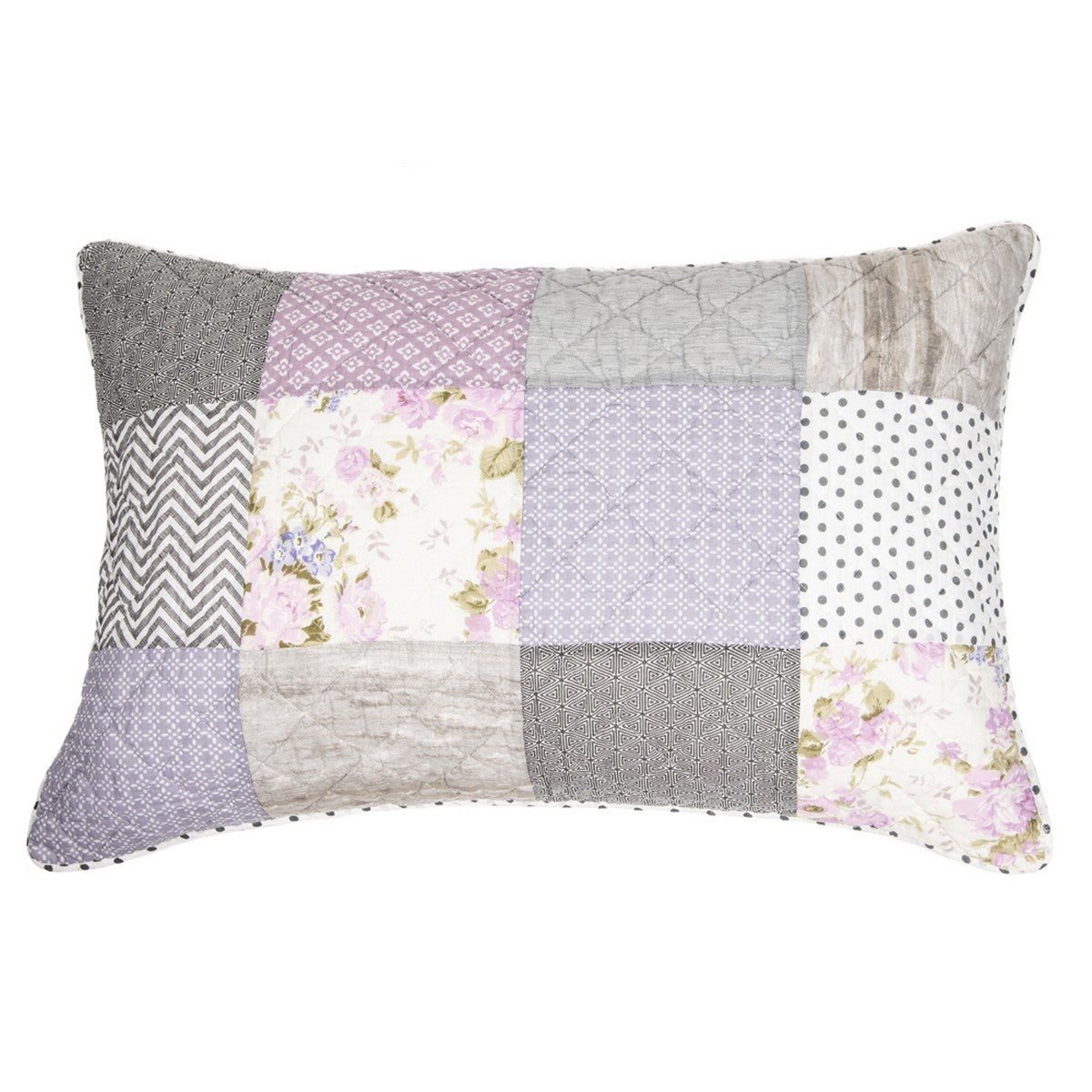 Cache oreiller patchwork lilas Théoline