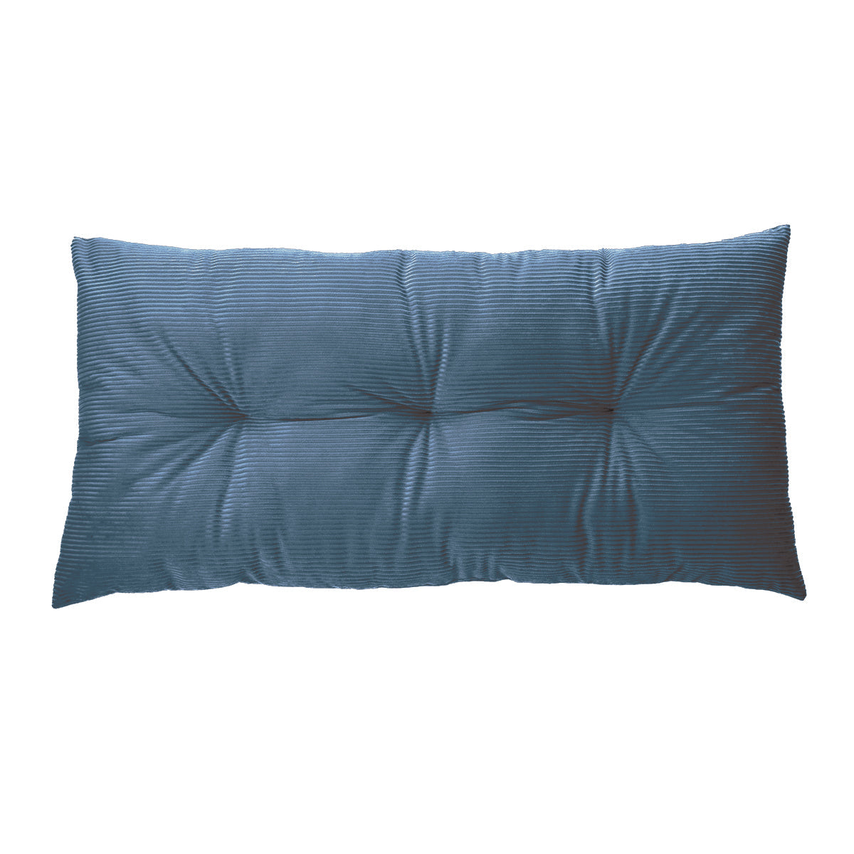 Coussin long bleu en Corduroy
